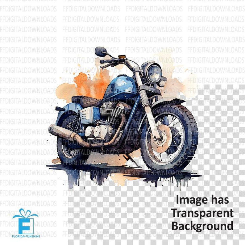Watercolor Motorcycle Clipart, Motorcycle PNG, Motorcycle Digital ...