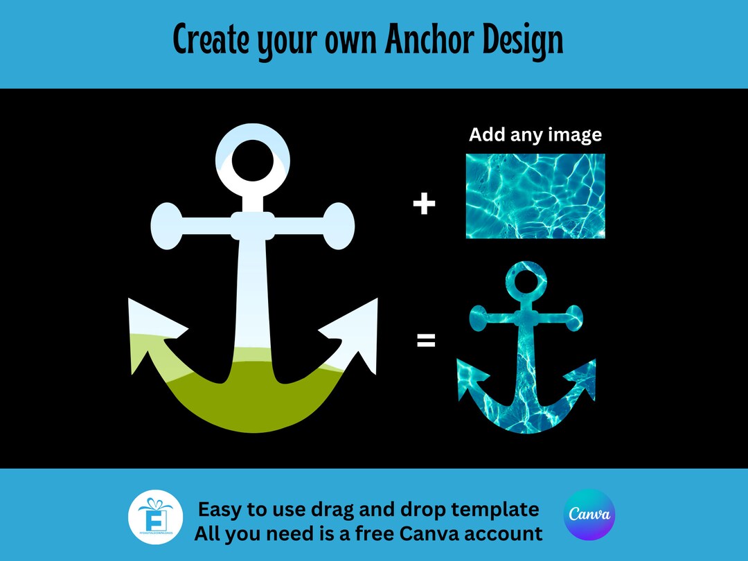 Anchor Canva Frame, Drag and Drop Editable Canva Template, Sublimation ...
