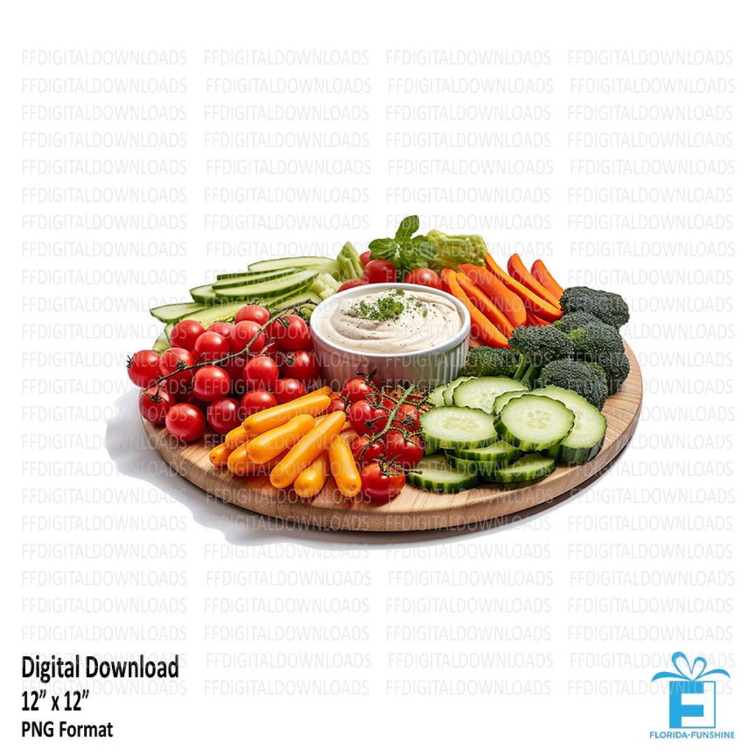 Crudite Clipart, Crudite Png, Vegetables and Dip Clipart, Digital ...