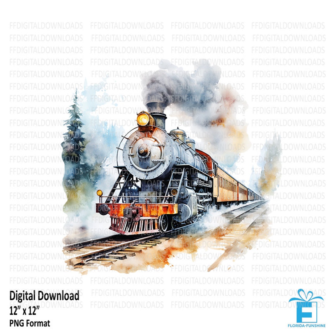 Steam Train Clipart, Steam Train PNG, Watercolor Steam Train, Train ...