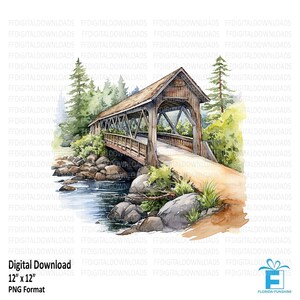 Covered Bridge Clipart Covered Bridge PNG Watercolor Covered - Etsy