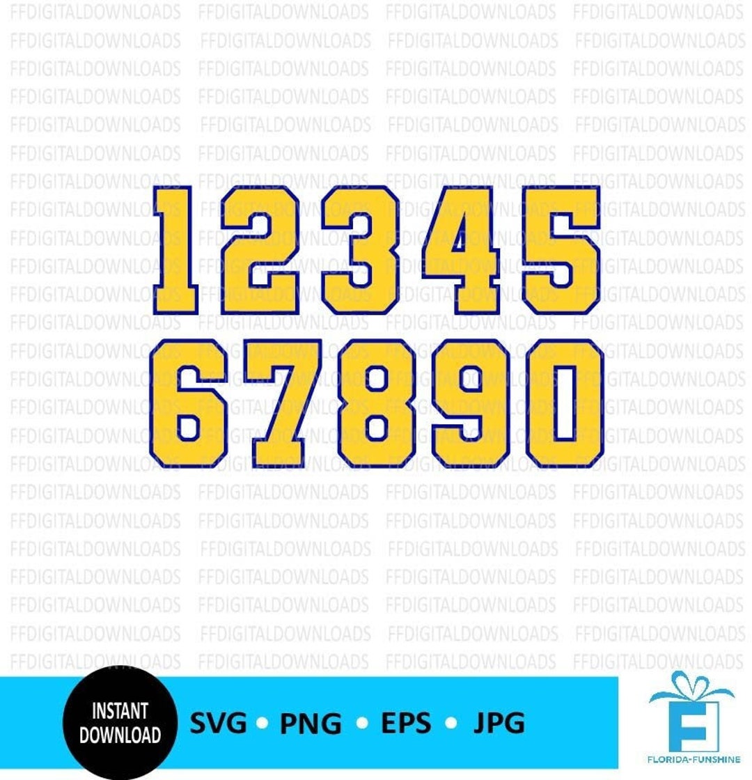Varsity Numbers SVG Jersey Numbers SVG Yellow/gold With - Etsy UK