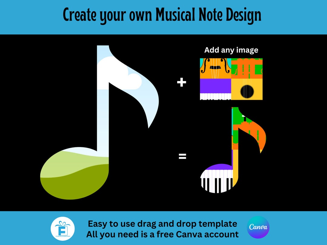 Musical Note Clipart Musical Note Canva Frame Drag and Drop - Etsy