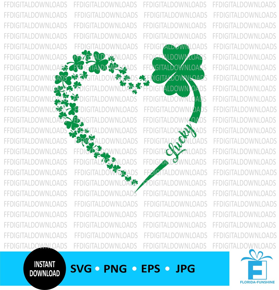 Heart Shamrock SVG, Love Clover SVG, Cut Files for Shirts, St. Patrick ...