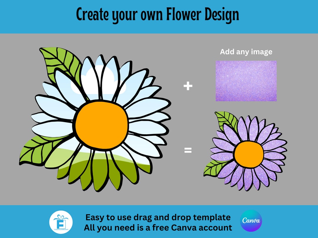 Flower Clipart, Flower Canva Frame, Drag and Drop Editable Canva ...