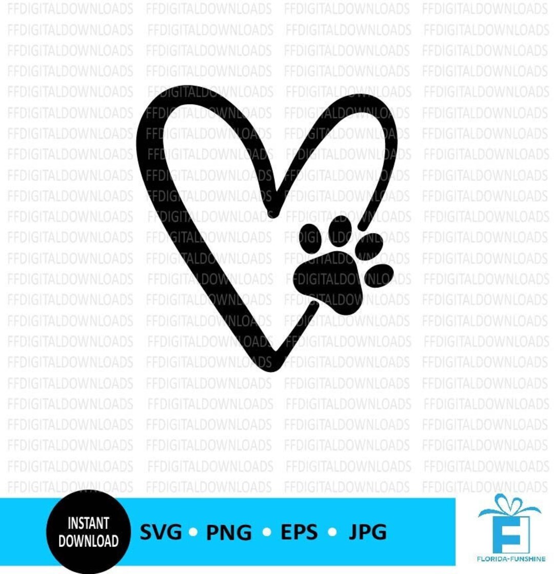 Paw Print Heart SVG Paw Print Heart Design Paw Print SVG - Etsy