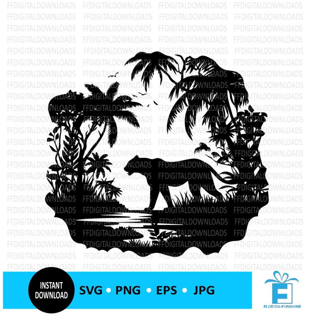 Tiger in Jungle SVG Tiger PNG Tiger Clipart Tiger Vector - Etsy