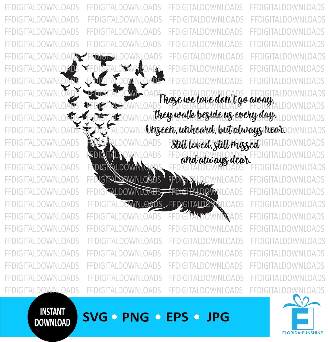 Memorial SVG, Feather With Birds Memorial PNG, in Loving Memory SVG ...