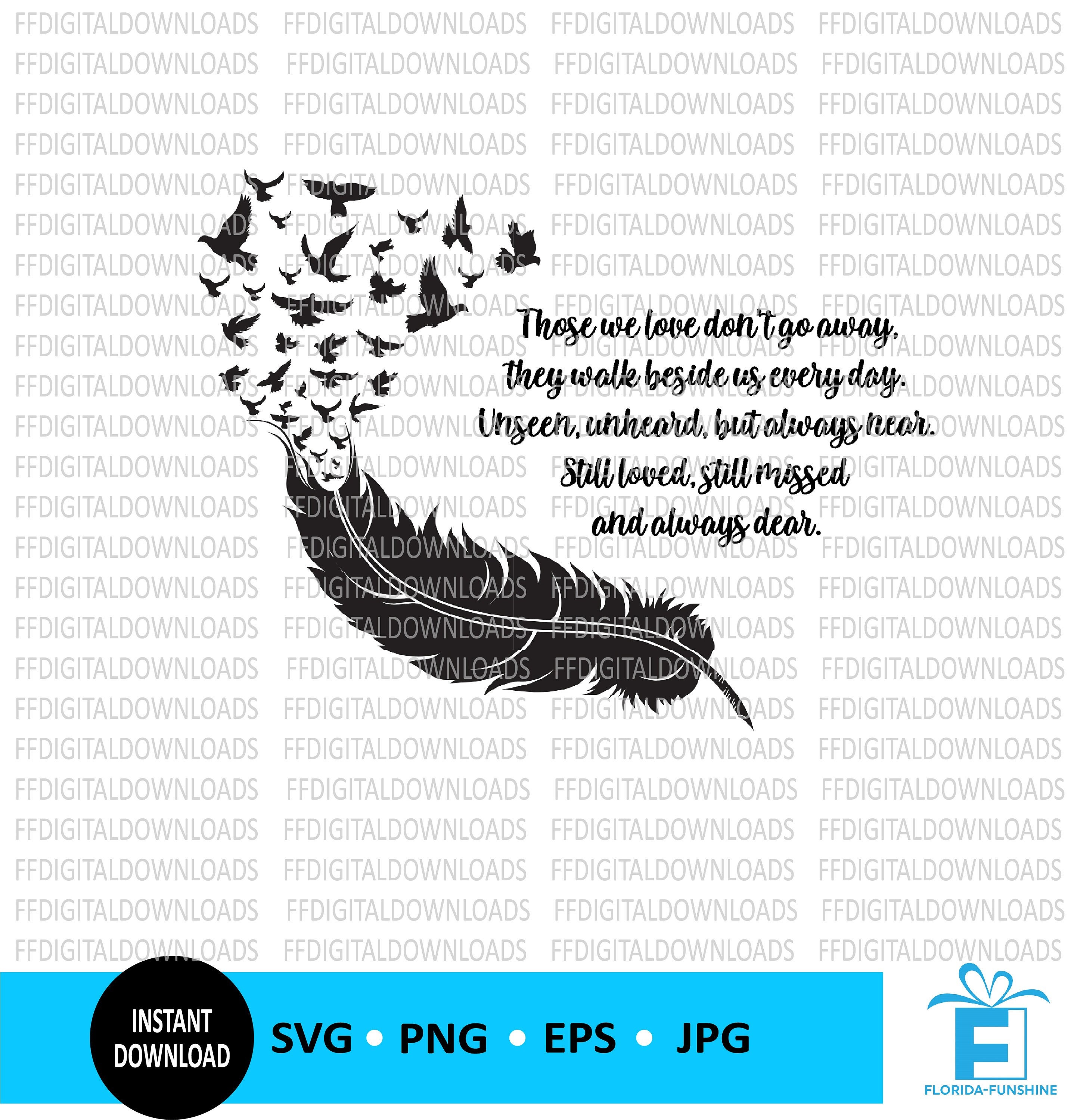 Memorial SVG, Feather With Birds Memorial PNG, in Loving Memory SVG ...