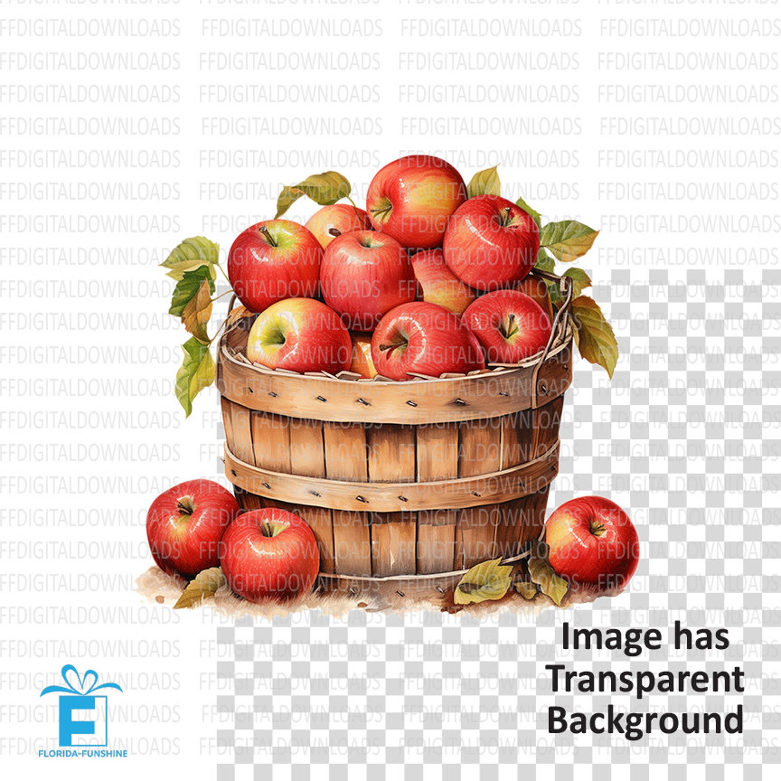 Bushel of Apples Clipart Bushel of Apples Png Watercolor - Etsy