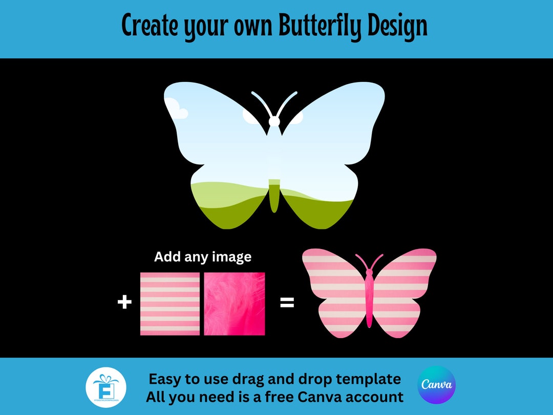 Butterfly Canva Frame, Drag and Drop Editable Canva Template ...