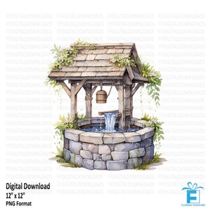 Water Well Clipart, Well Png, Watercolor Well, Wishing Well Design ...