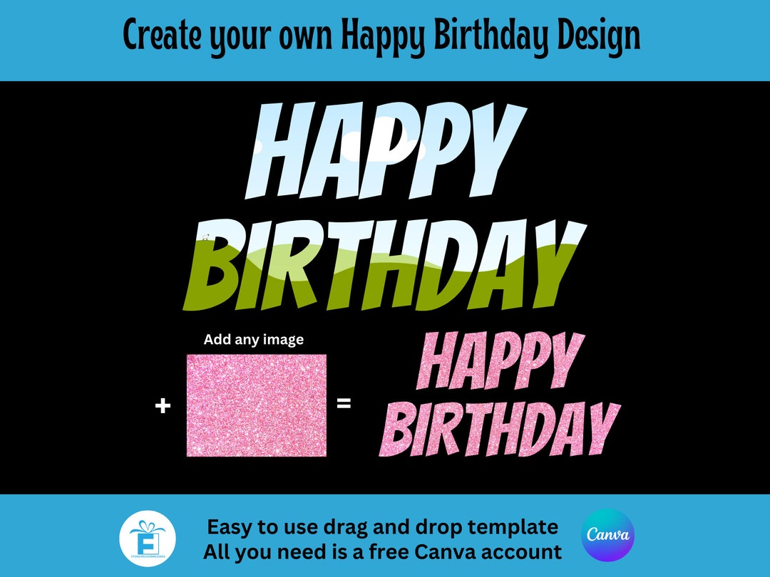 Happy Birthday Canva Frame, Drag and Drop Editable Canva Template ...