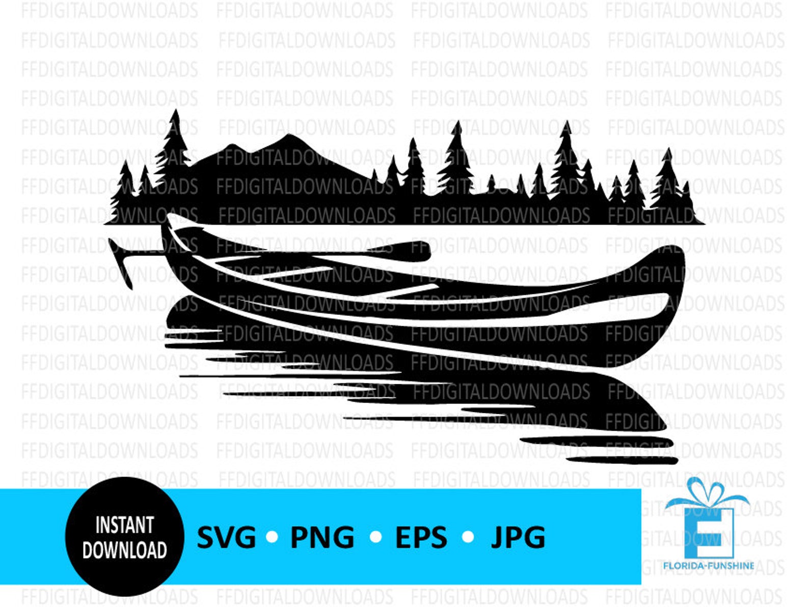 Canoe SVG, Canoe PNG, Canoe in Lake Clipart, Canoe Clipart, Canoe ...