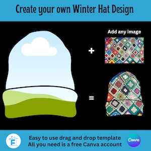 Winter Hat Clipart, Winter Hat Canva Frame, Drag and Drop Editable ...