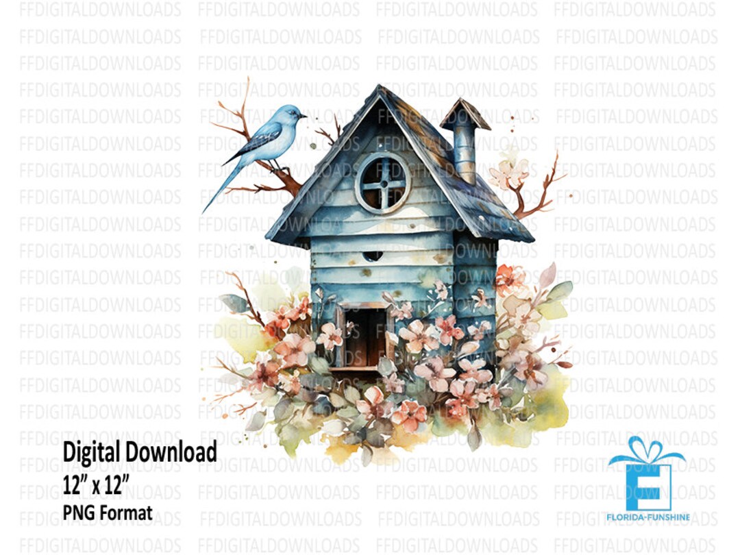Bird House PNG Bird House Clipart Watercolor Bird House - Etsy