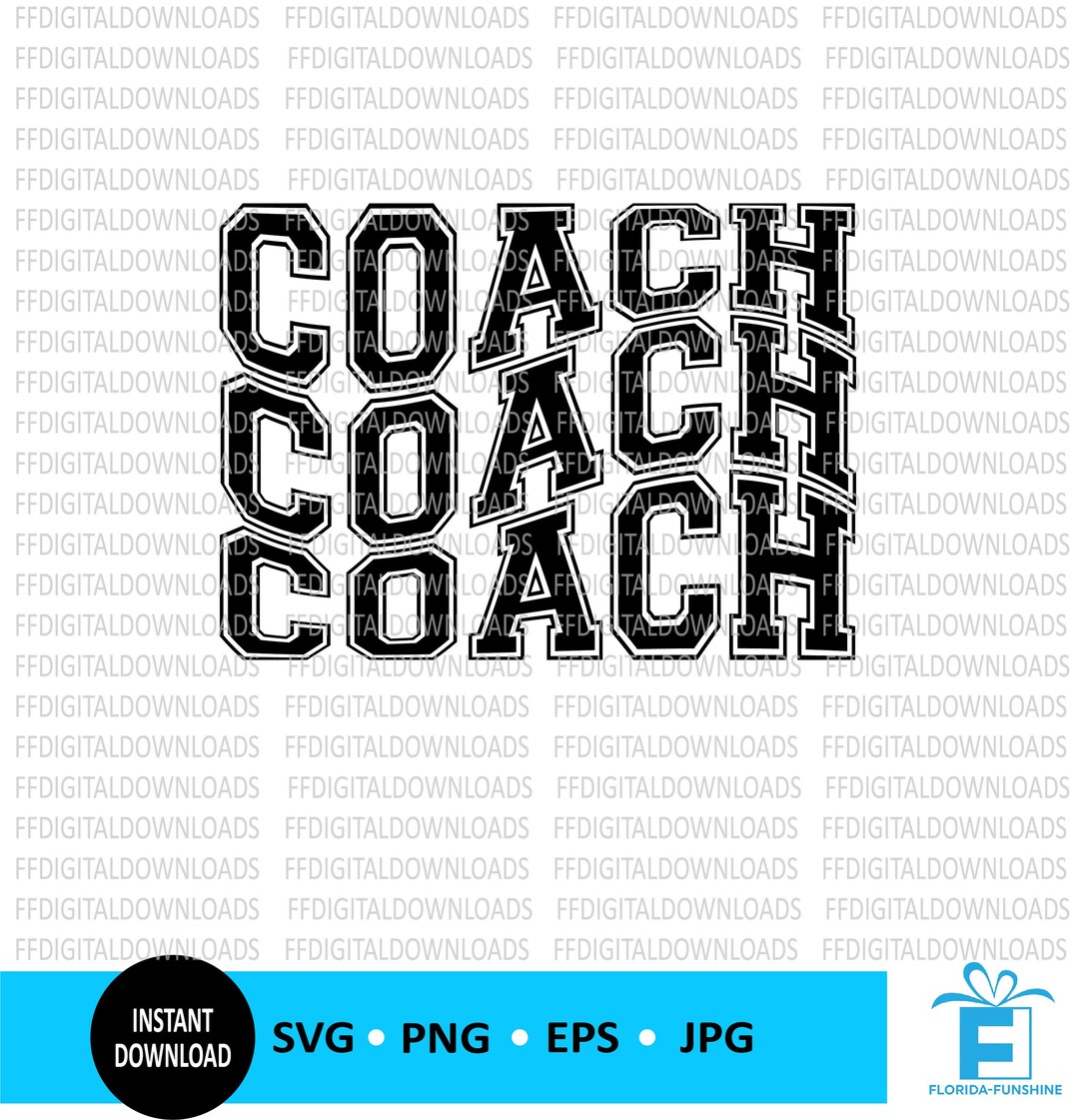 Coach SVG Coach PNG Varsity Coach SVG Coach Wavy Coach Cut - Etsy