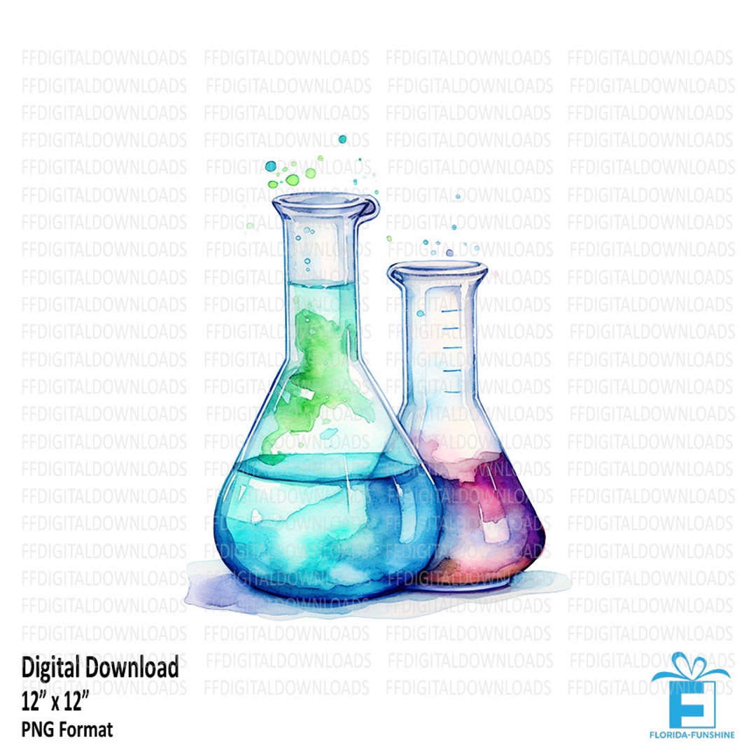 Beakers Clipart, Beakers Png, Watercolor Beakers, Beakers, Science Lab ...