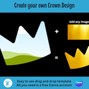 Crown Clipart, Crown Canva Frame, Drag and Drop Editable Canva Template ...