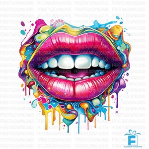 Lips Clipart, 7 High-quality Pngs, Watercolor Lips PNG, Colorful Lips ...