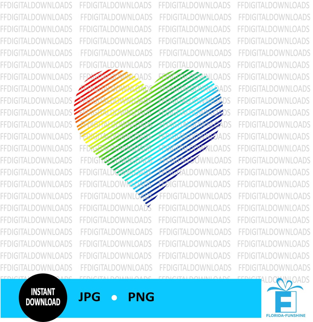Rainbow Heart PNG - Striped Rainbow Heart Download - Printable Rainbow ...