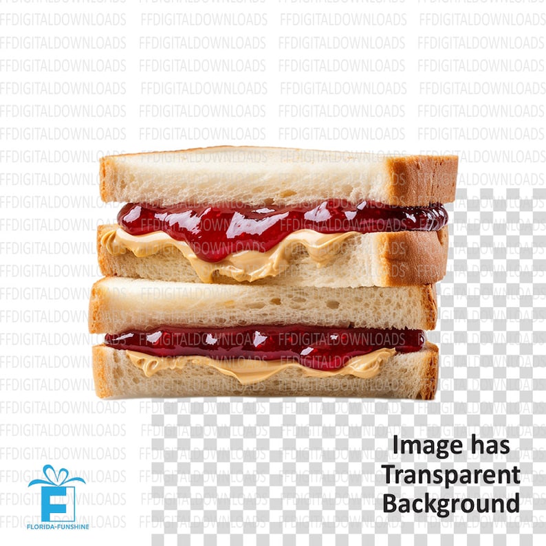 Peanut Butter and Jelly Sandwich Clipart PB&J Sandwich PNG - Etsy
