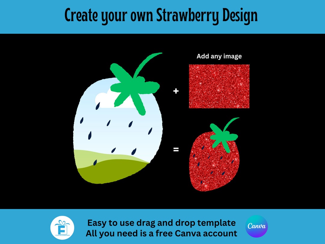 Strawberry Canva Frame, Drag and Drop Editable Canva Template ...