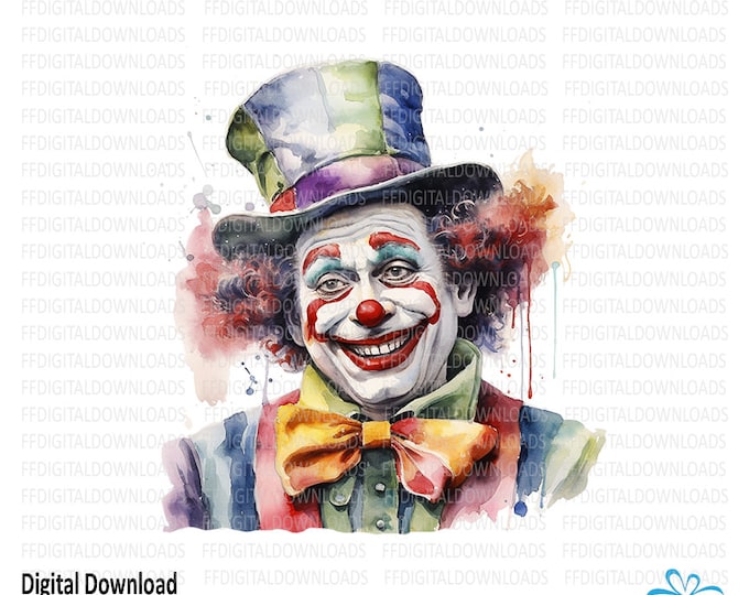 Watercolor Cute Clown Clipart, Adorable Clown PNG Bundle, Children ...
