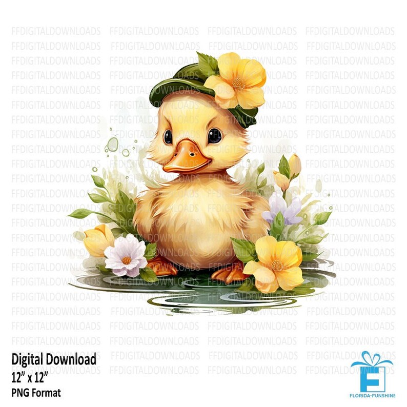 Duck PNG Duck Clipart Cute Duck PNG Duck With Flowers - Etsy