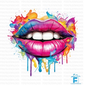 Lips Clipart, 7 High-quality Pngs, Watercolor Lips PNG, Colorful Lips ...