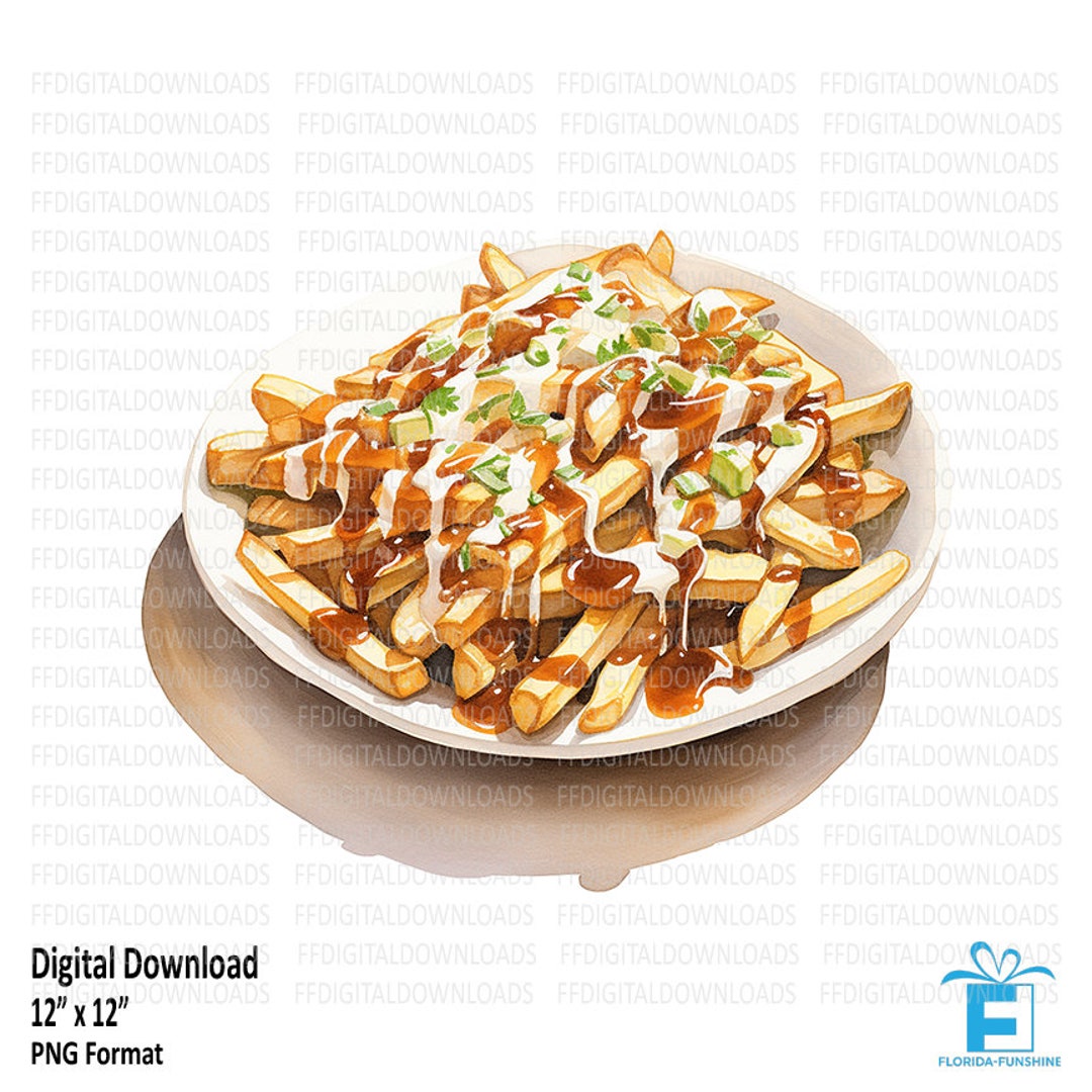 Poutine Clipart, Poutine Png, Watercolor Poutine, Poutine Fries ...