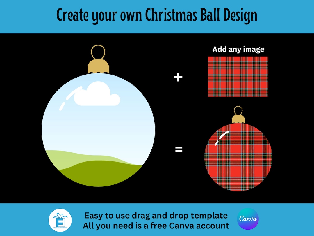 Christmas Ornament Clipart, Christmas Ornament Canva Frame, Drag and ...