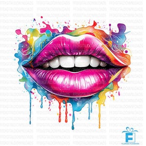 Lips Clipart, 7 High-quality Pngs, Watercolor Lips PNG, Colorful Lips ...
