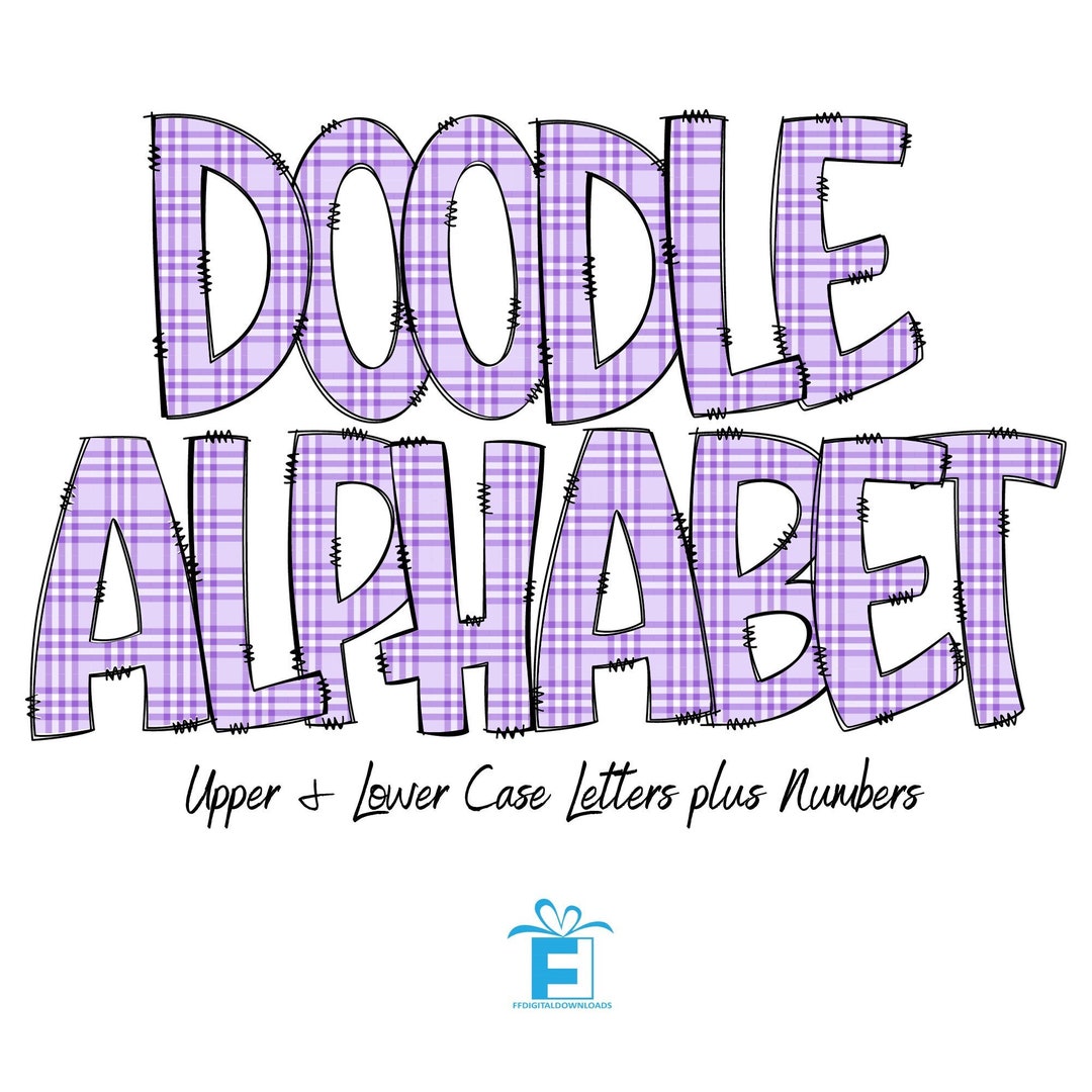 Purple Plaid Doodle Letters, Alphabet Letters PNG Bundle, Plaid Doodle ...