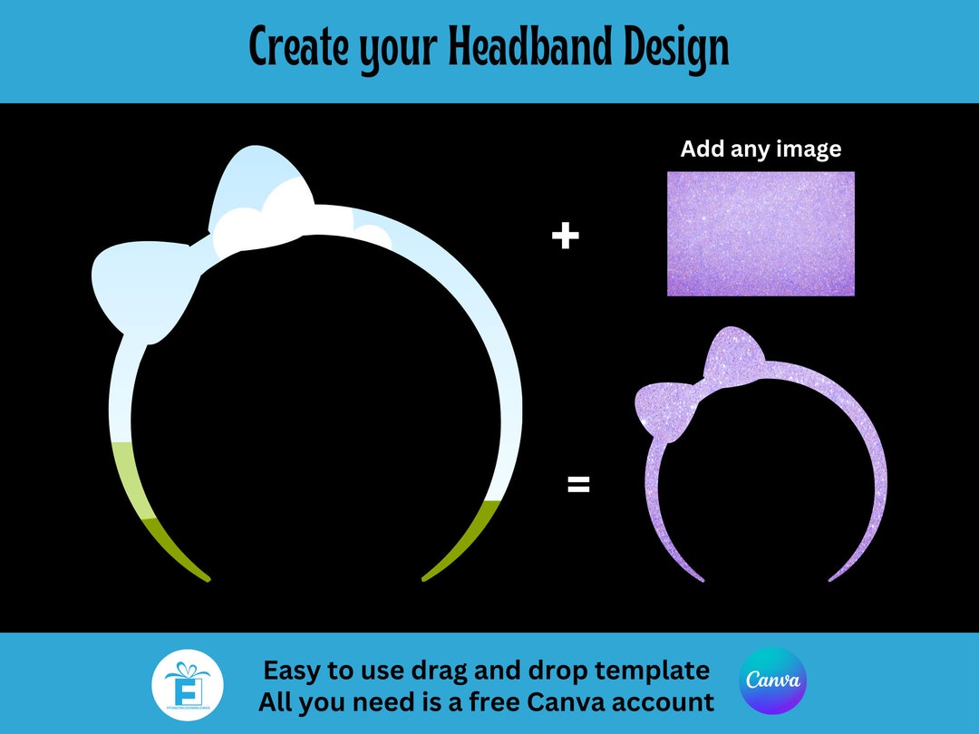 Headband Clipart, Headband Canva Frame, Drag and Drop Editable Canva ...