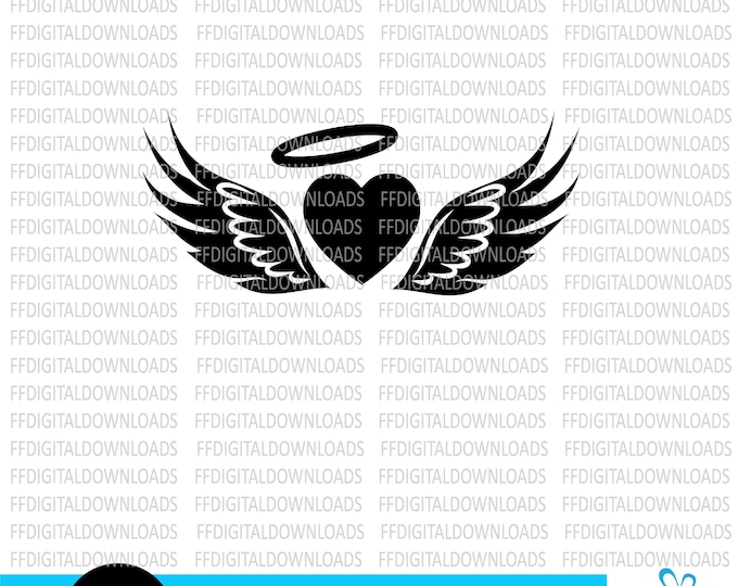 In Loving Memory Angel Wings SVG, Missing You, Loss of Loved One, Heart ...