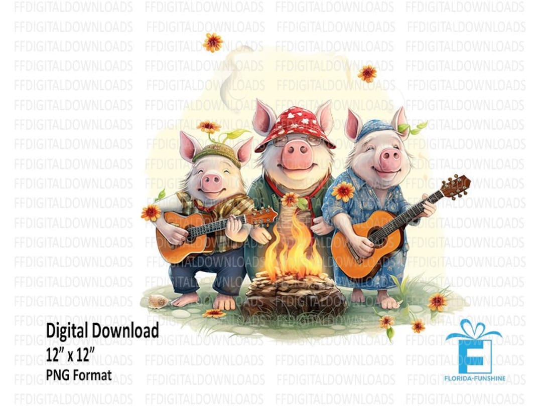 Pig Band Clipart Pigs PNG Pigs in Band Png Pigs at Campfire - Etsy