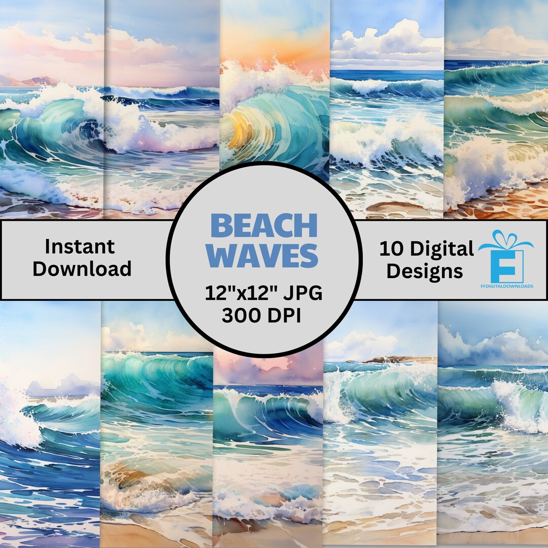 Beach Waves Digital Paper Pack 10 High-quality JPGS Ocean - Etsy
