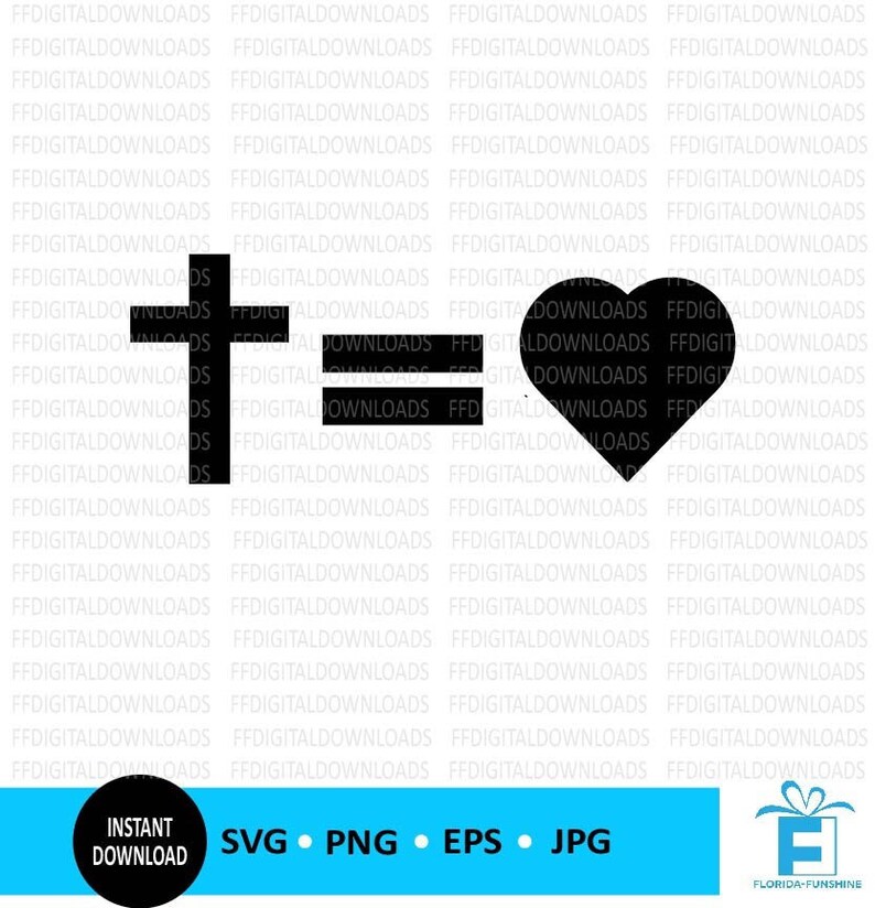 Cross Equals Heart Svg Cross Equals Love Jesus Equals Love - Etsy