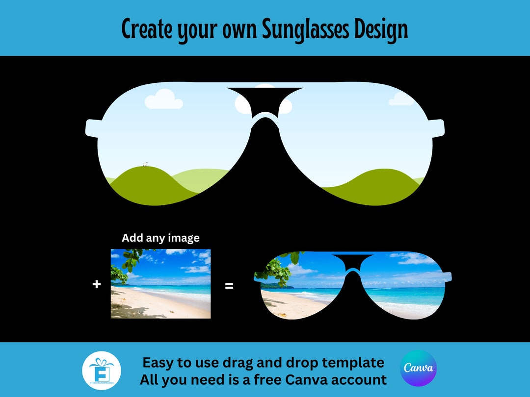 Sunglasses Clipart, Sunglasses Canva Frame, Drag and Drop Editable ...