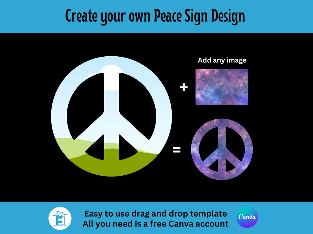 Peace Sign Canva Frame, Drag and Drop Editable Canva Template ...