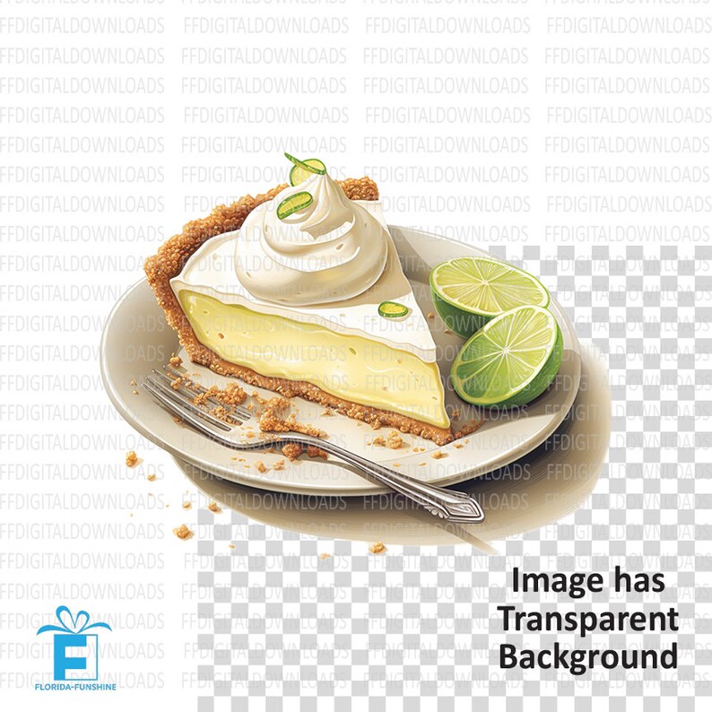 Key Lime Pie Clipart Key Lime Pie Png Watercolor Key Lime - Etsy