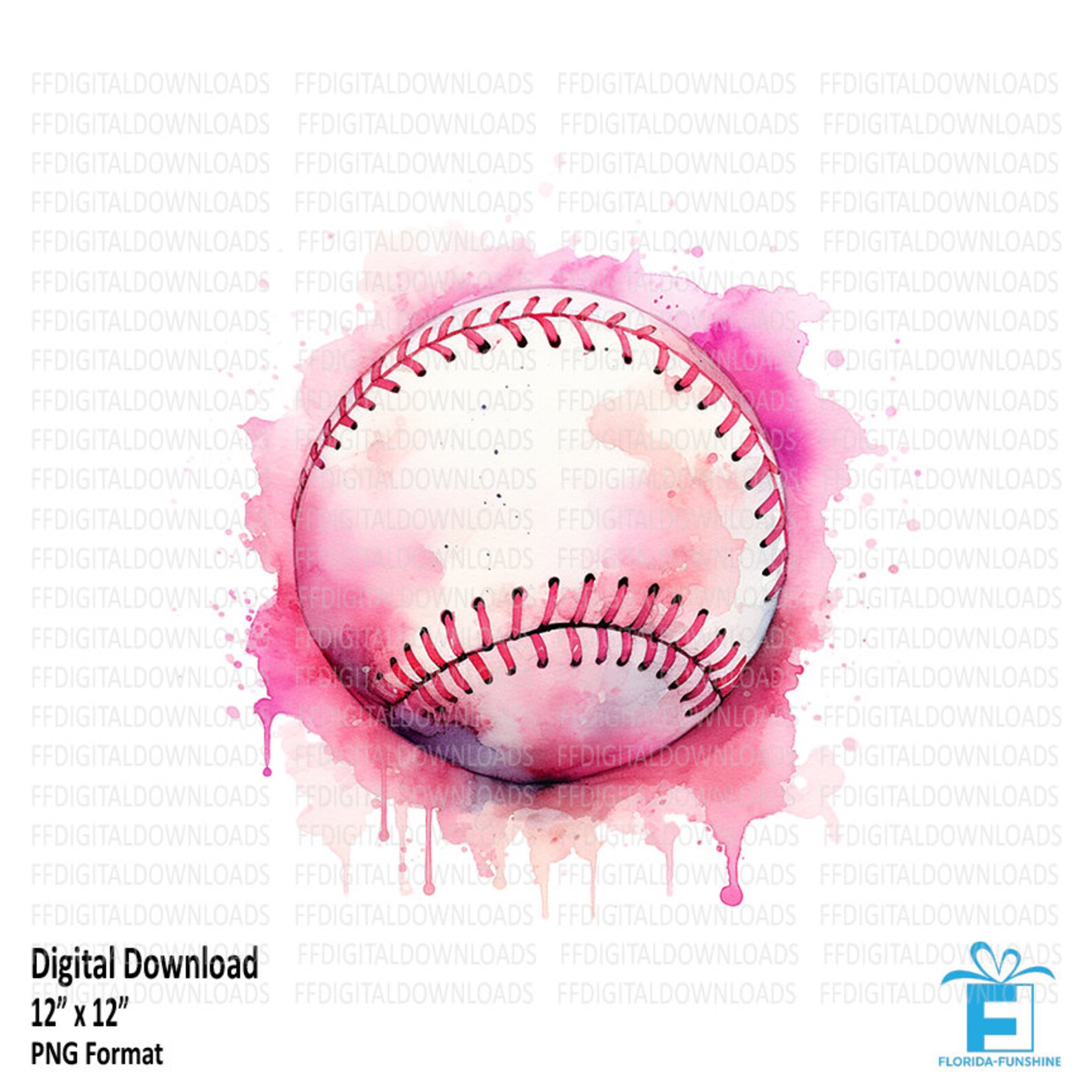 Pink Softball Clipart Pink Baseball PNG Watercolor Pink - Etsy