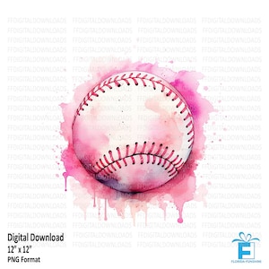 Pink Softball Clipart, Pink Baseball PNG, Watercolor Pink Baseball Png ...