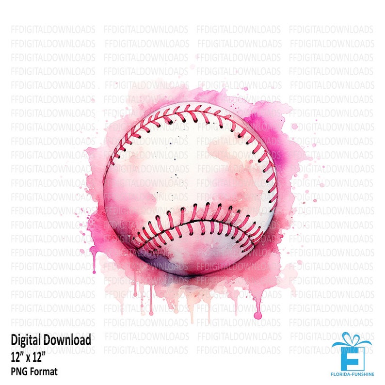 Pink Softball Clipart Pink Baseball PNG Watercolor Pink - Etsy