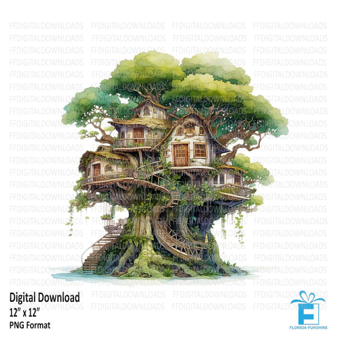 Treehouse Clipart Treehouse Png Watercolor Treehouse - Etsy