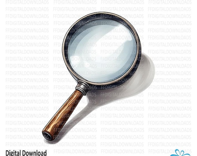 Magnifying Glass PNG Clipart, 12x Vintage Map Clip Art Set, Printable ...