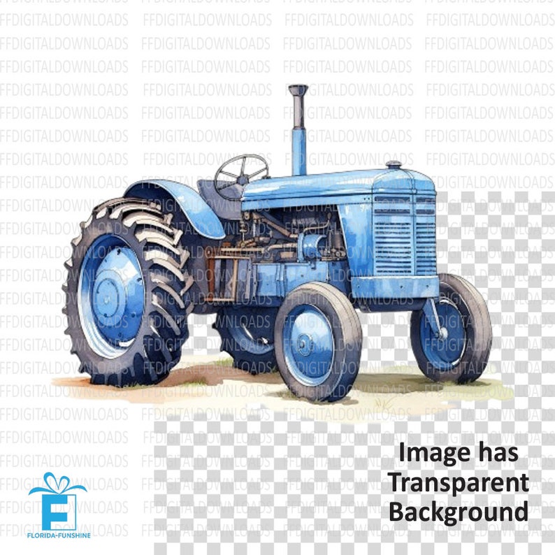Blue Farm Tractor PNG Farm Tractor Clipart Old Fashioned - Etsy