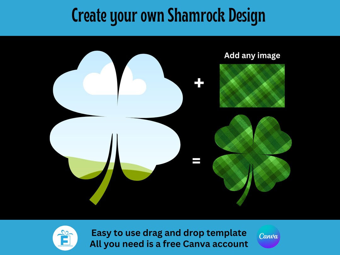 Shamrock Clipart, Shamrock Canva Frame, Drag and Drop Editable Canva ...