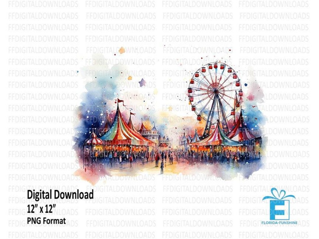 Fair Clipart, Fair PNG, Watercolor Fair, Carnival Clipart, Digital ...